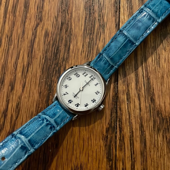 Timex | Accessories | Vintage Timex Blue Croc Leather Indiglo Womans ...